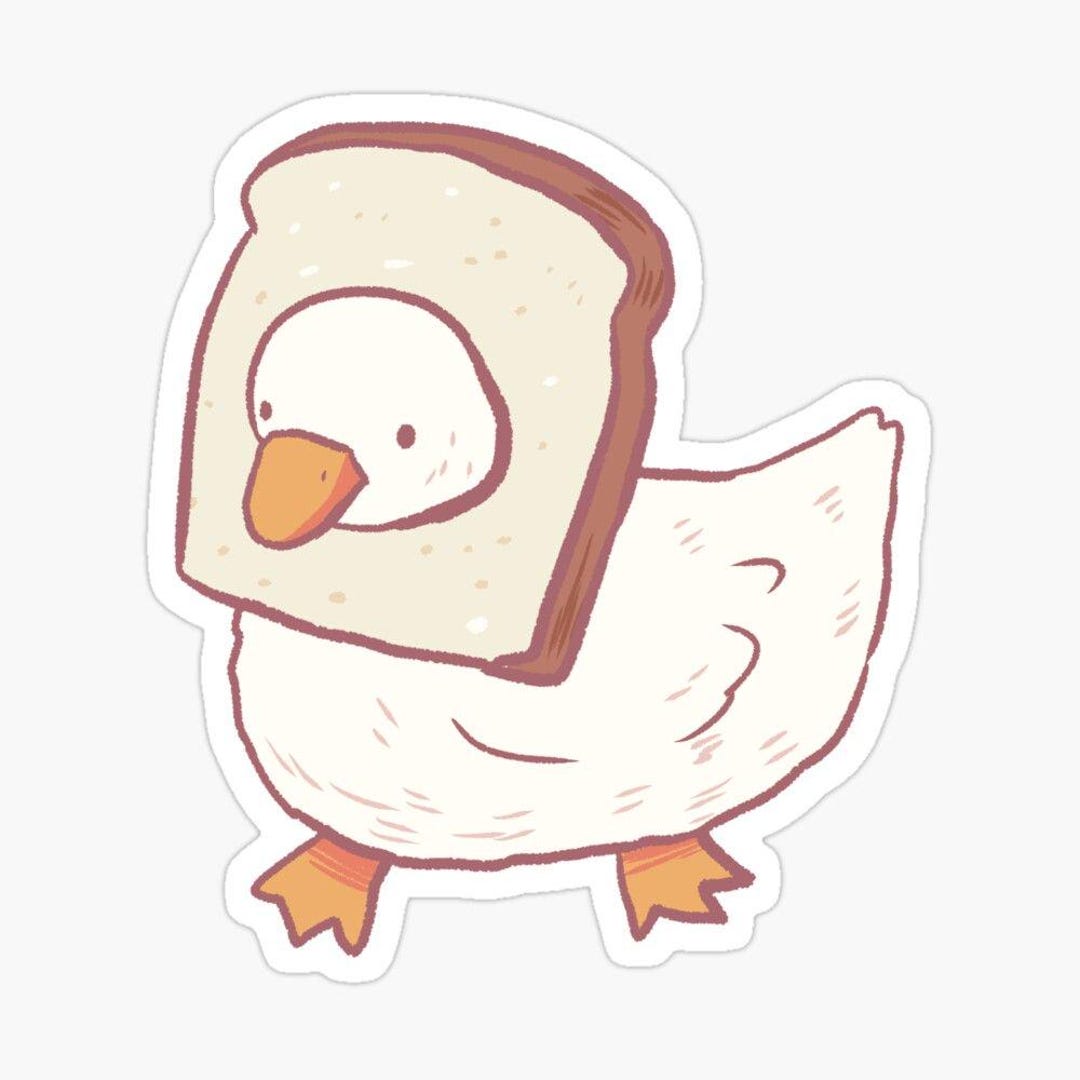 Funny Goose With Bread Sticker – Funny Cartoon Sticker for Laptop, Car ...