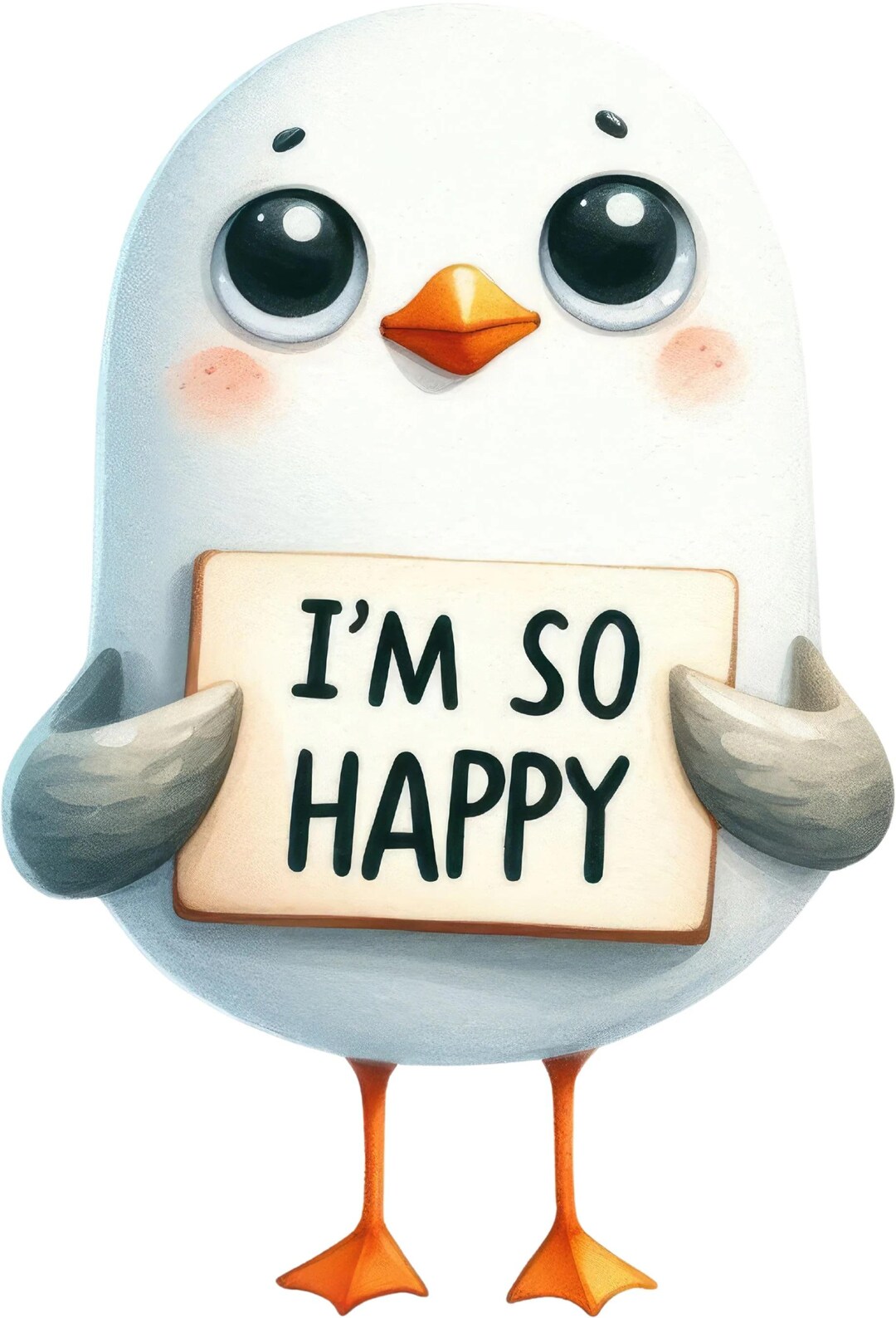 Cute Seagull Car Sticker – Funny Cartoon Bird With “i'm so Happy” Sign ...
