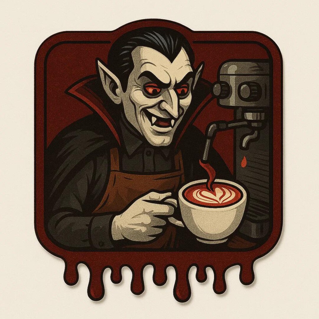 Buy Vampire Sticker as a Barista With Blood Cappuccino Comic Sticker ...