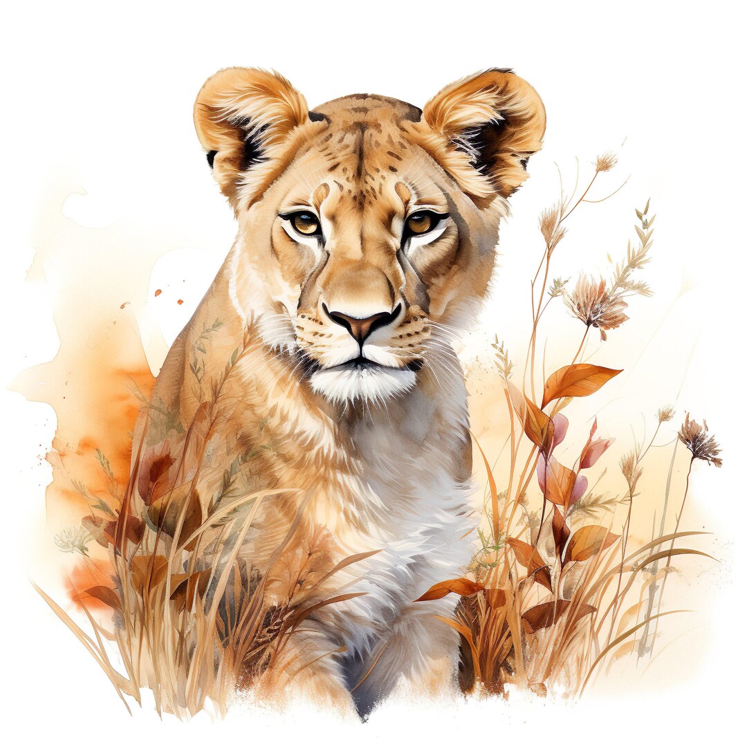 Lioness Watercolor Sticker Personalizable Outdoor Uv-resistant Vinyl ...