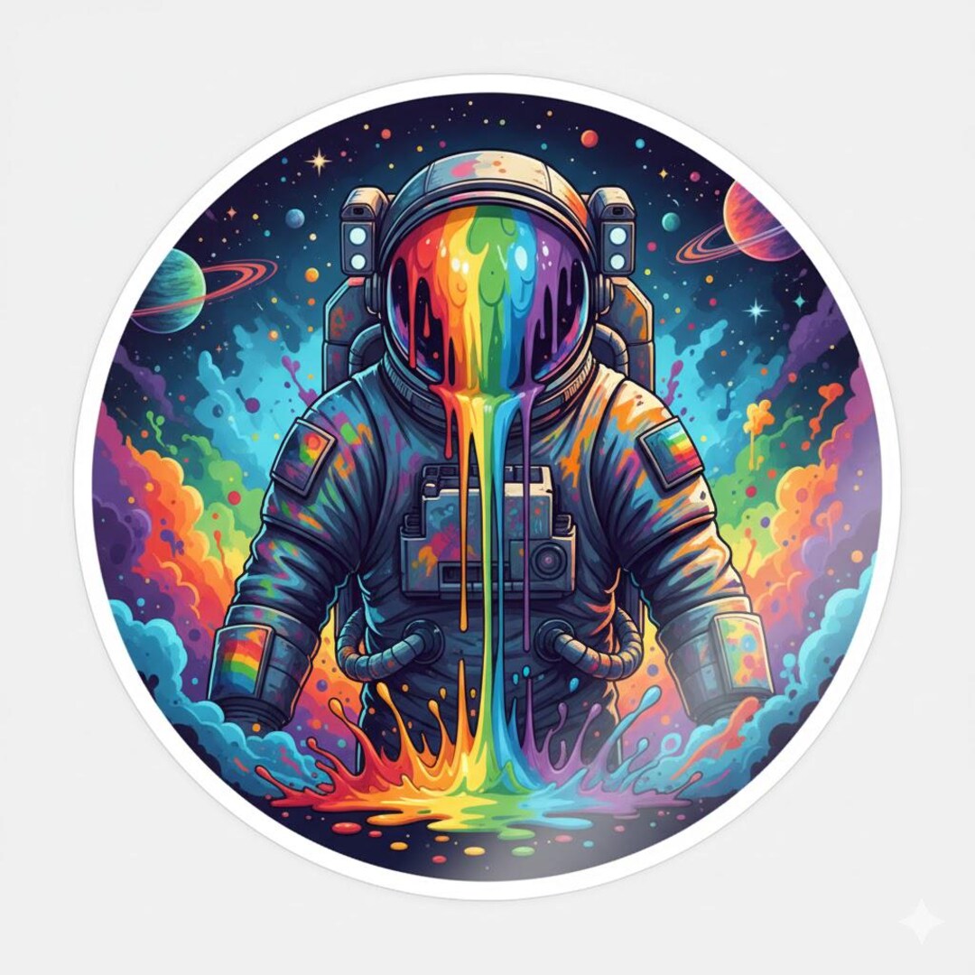 Astronaut Rainbow Helmet Sticker Multipack 9 X 9 Cm Car Stickers Space ...
