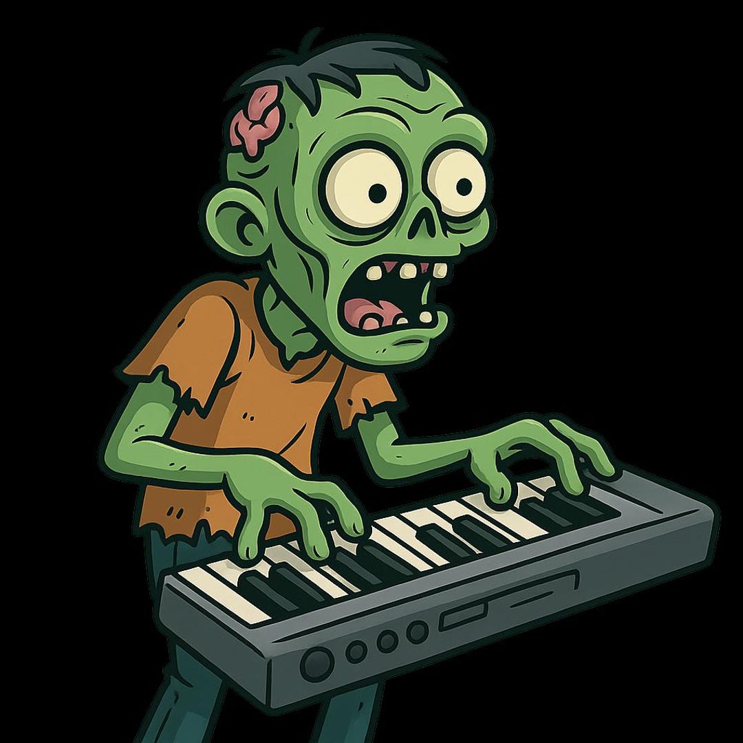Zombie Playing Keyboard Sticker Outdoor Uv-resistant Vinyl Sticker Made ...