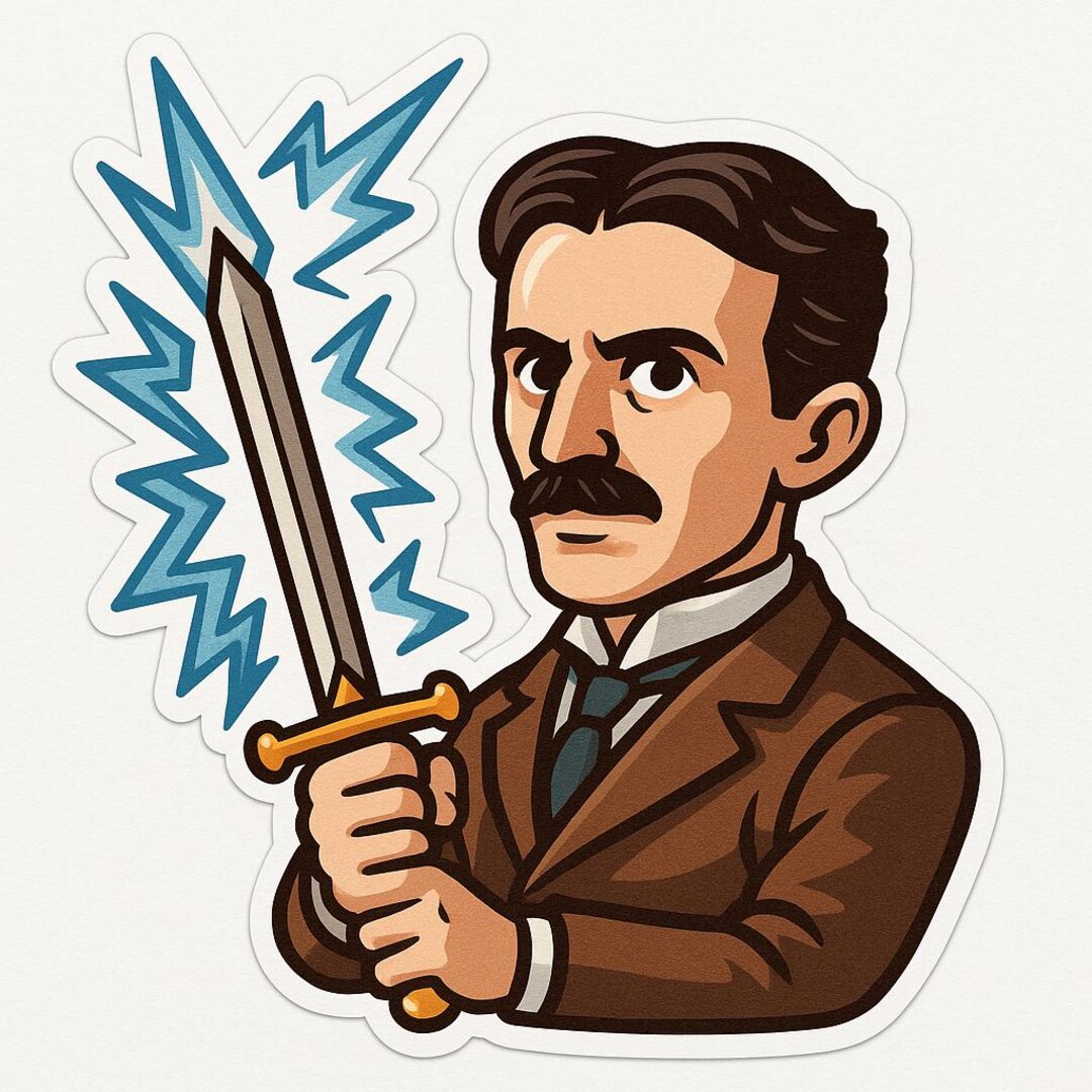 Tesla With Thunder Sword Sticker – Epic Car Sticker – Weatherproof ...