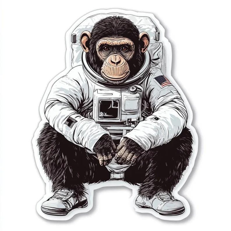 Astronaut Monkey Sticker – Space Monkey Sticker Funny Space Chimp NASA ...