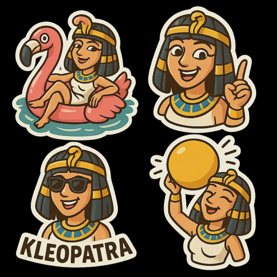 Sticker Set Cleopatra Sticker in the Pool on Flamingo Funny Egypt ...