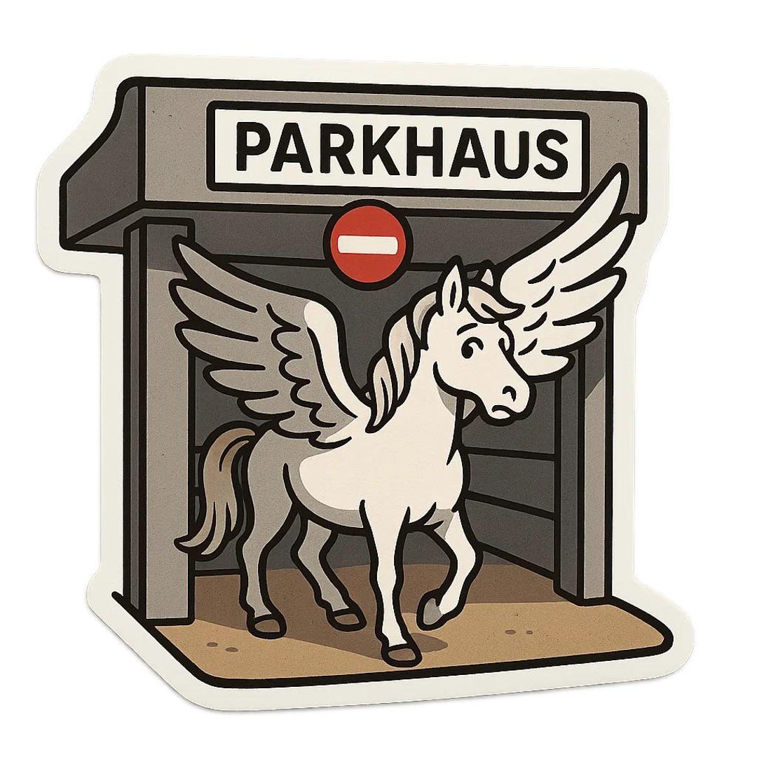 Pegasus Parking Garage Sticker – Funny Mythical Creature Stuck, Wings ...