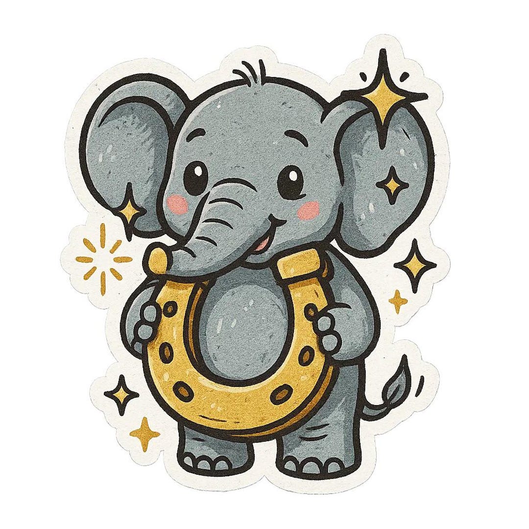 5X Funny Cartoon Elephant Sticker Watercolor Funny Elephant Sticker ...