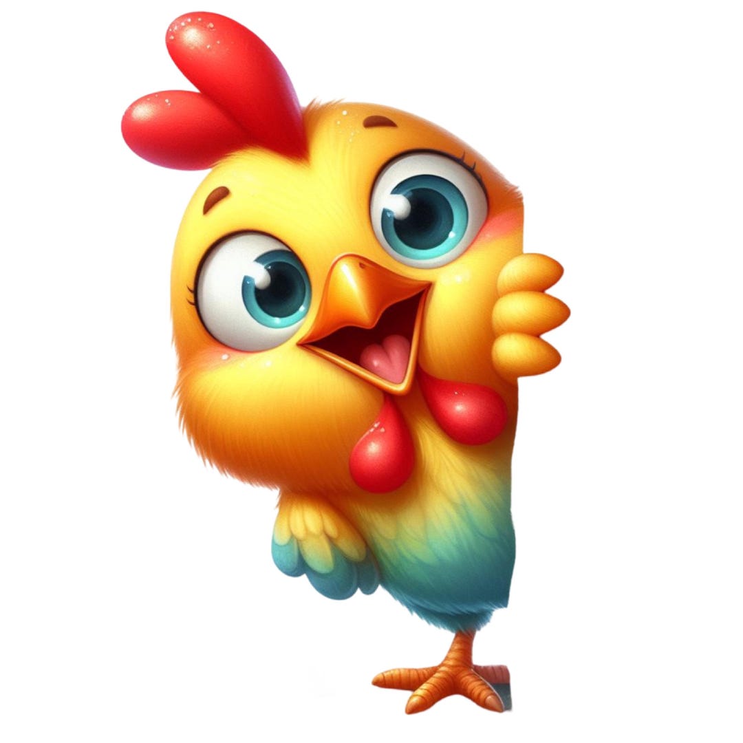 Funny Chick Peeking Around Corner Sticker Set 9x9 Cm Watercolor ...