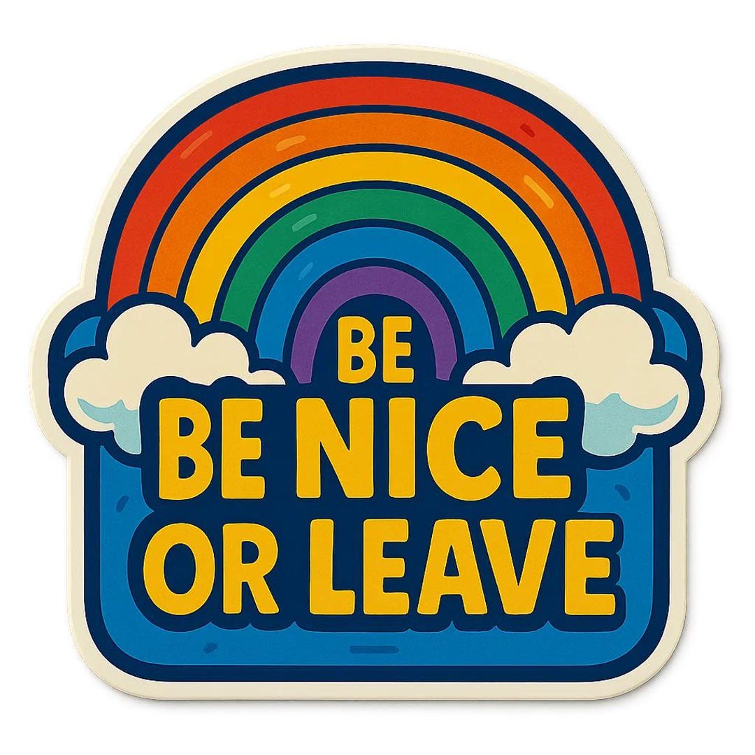 Be Nice or Leave – Colorful Sign in Rainbow Colors – Statement Car ...