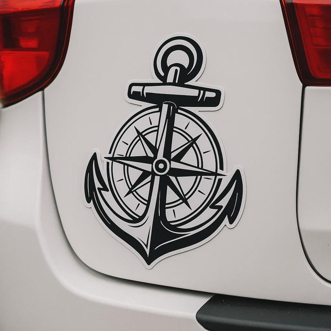 Anchor and Compass Sticker Maritime Sticker for Car Laptop Motorhome ...