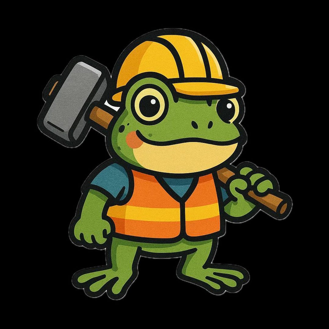 Frog as a Construction Worker Sticker – Funny Car Sticker ...