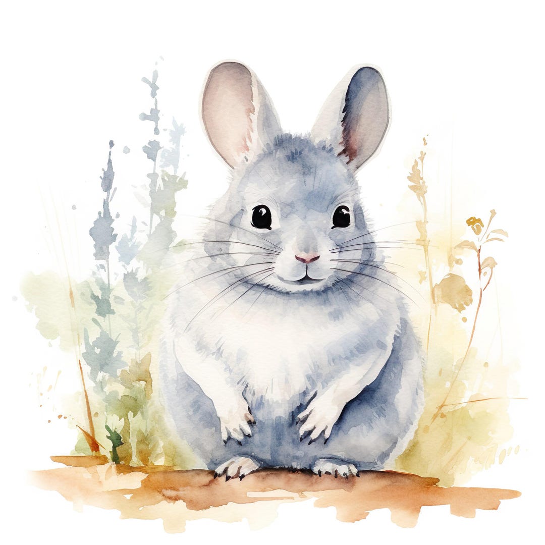 Chinchilla Watercolor Sticker Cute Rodent Sticker Animal Motif Wall ...