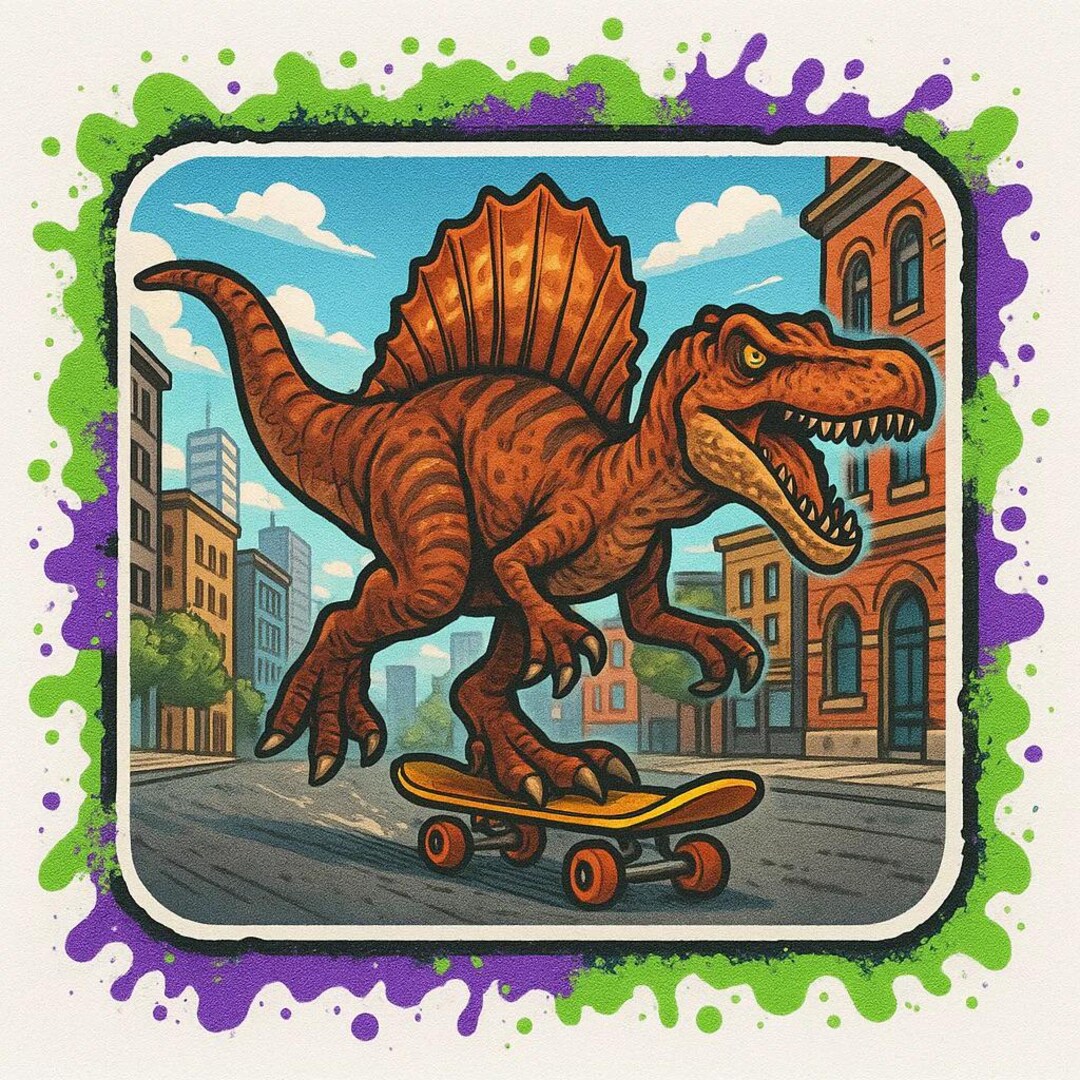 Spinosaurus Sticker on Skateboard Funny Dino Sticker for Kids Car ...