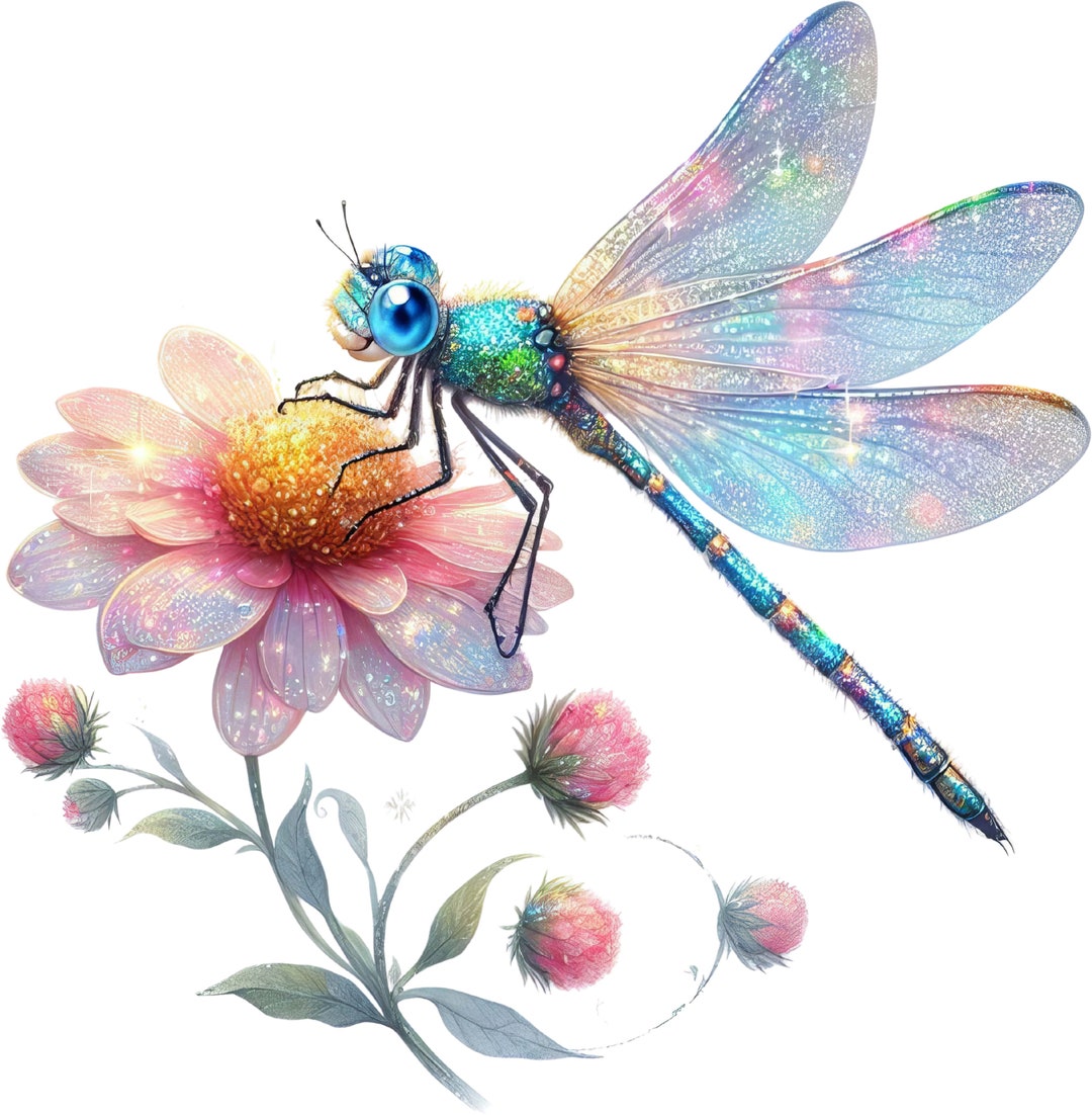 Cute Dragonfly Sticker in Watercolor Style Colorful Dragonfly Sticker ...