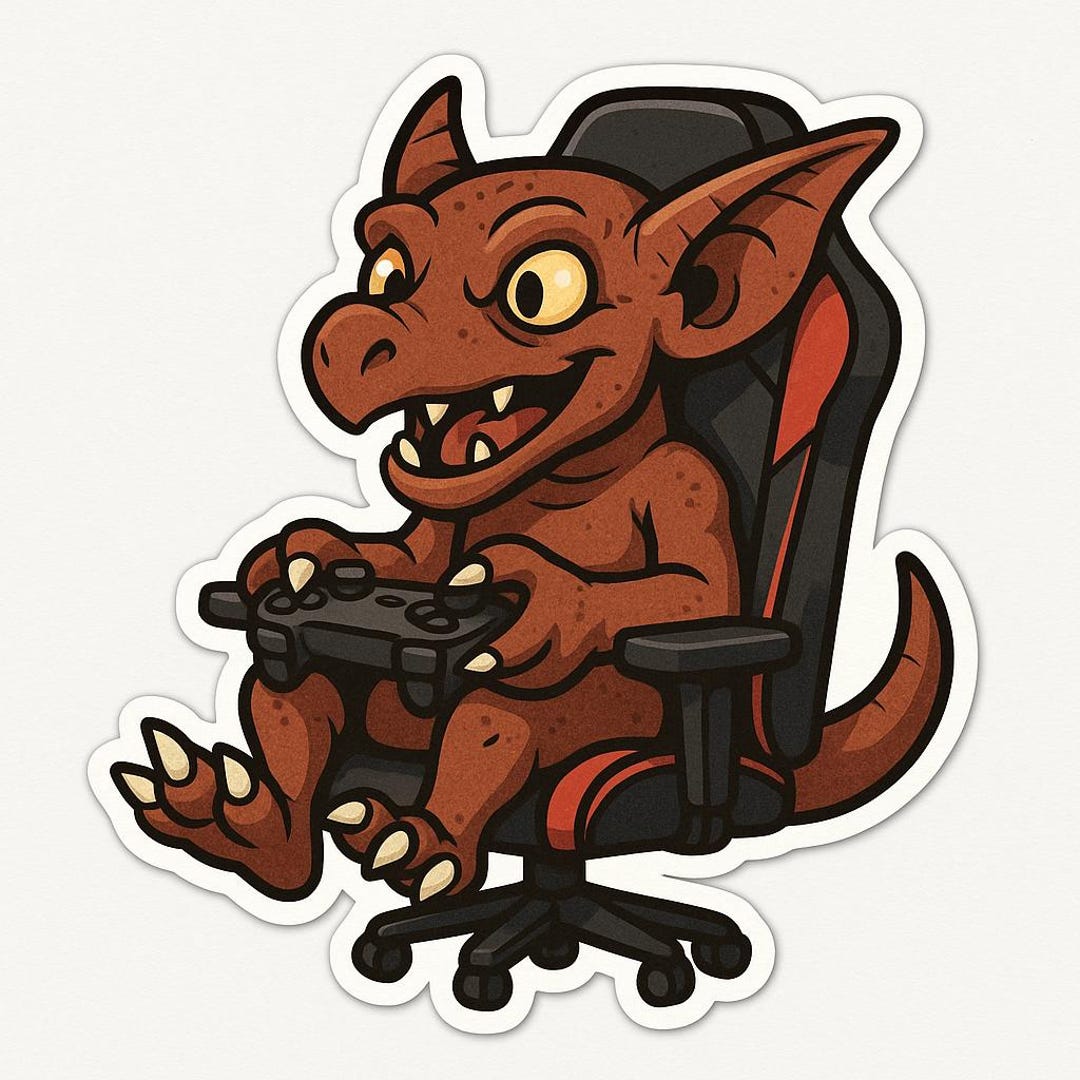 Gamer Goblin Sticker – Fantasy Goblin in a Gaming Chair – Weatherproof ...