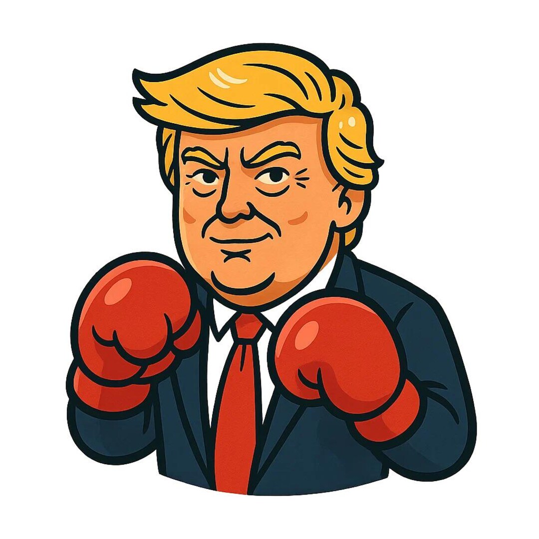 Trump With Boxing Gloves Sticker – Satirical Car Sticker – Weatherproof ...