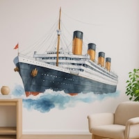 Titanic Wall Sticker Mural Decal Print Art Moon Ocean Passenger Liner ...
