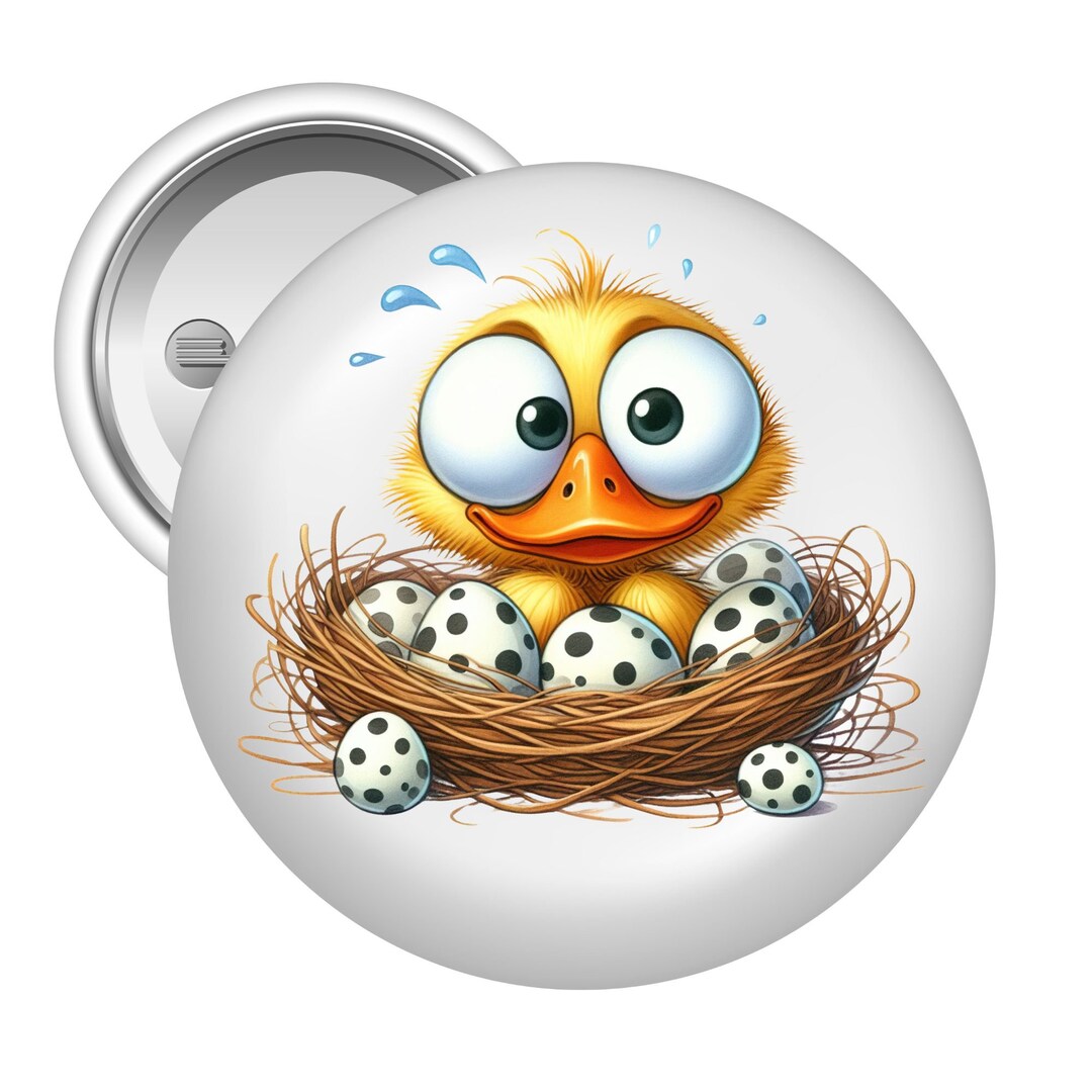 Handmade Buttons With Quirky Suspicious Duck Motif Individual Badges ...
