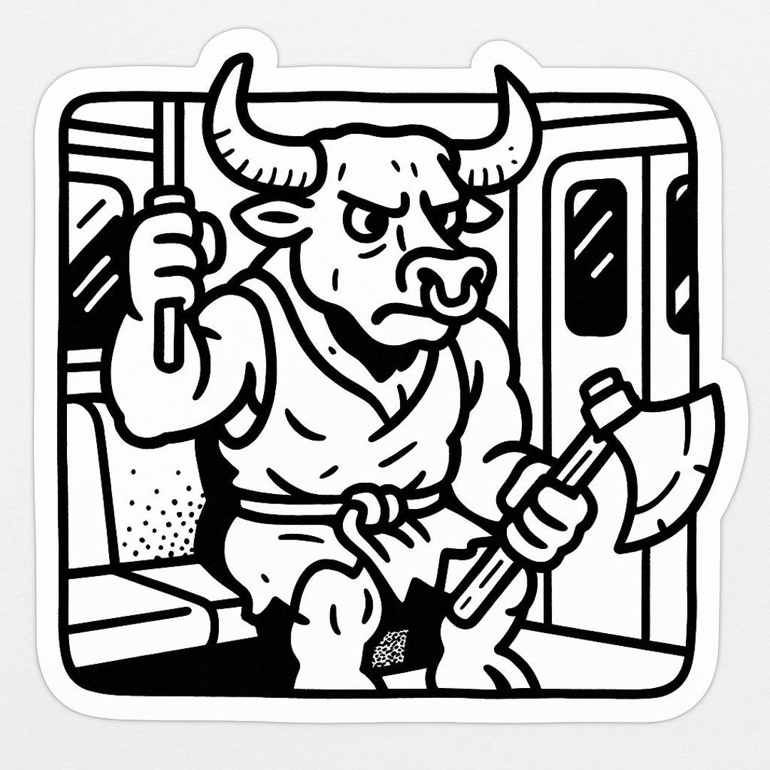 Minotaur in the Subway Sticker – Fantasy Car Sticker – Weatherproof ...