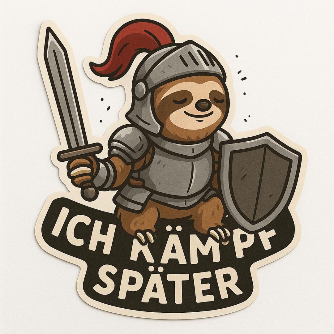 Sloth in Knight's Armor – "i'll Fight Later" Sticker – Funny Car ...