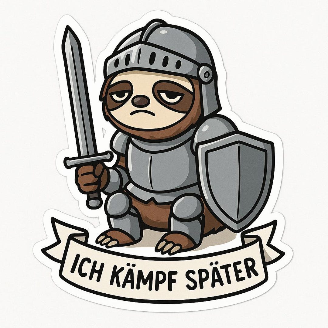 Sloth in Knight's Armor – "i'll Fight Later" Sticker – Funny Car ...
