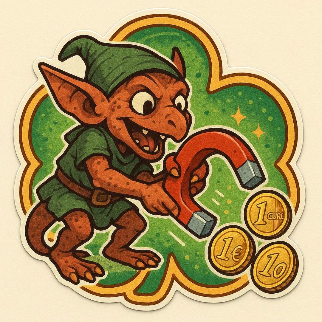 Goblin Sticker With Magnet and Gold Coins Comic Sticker for Fortune ...