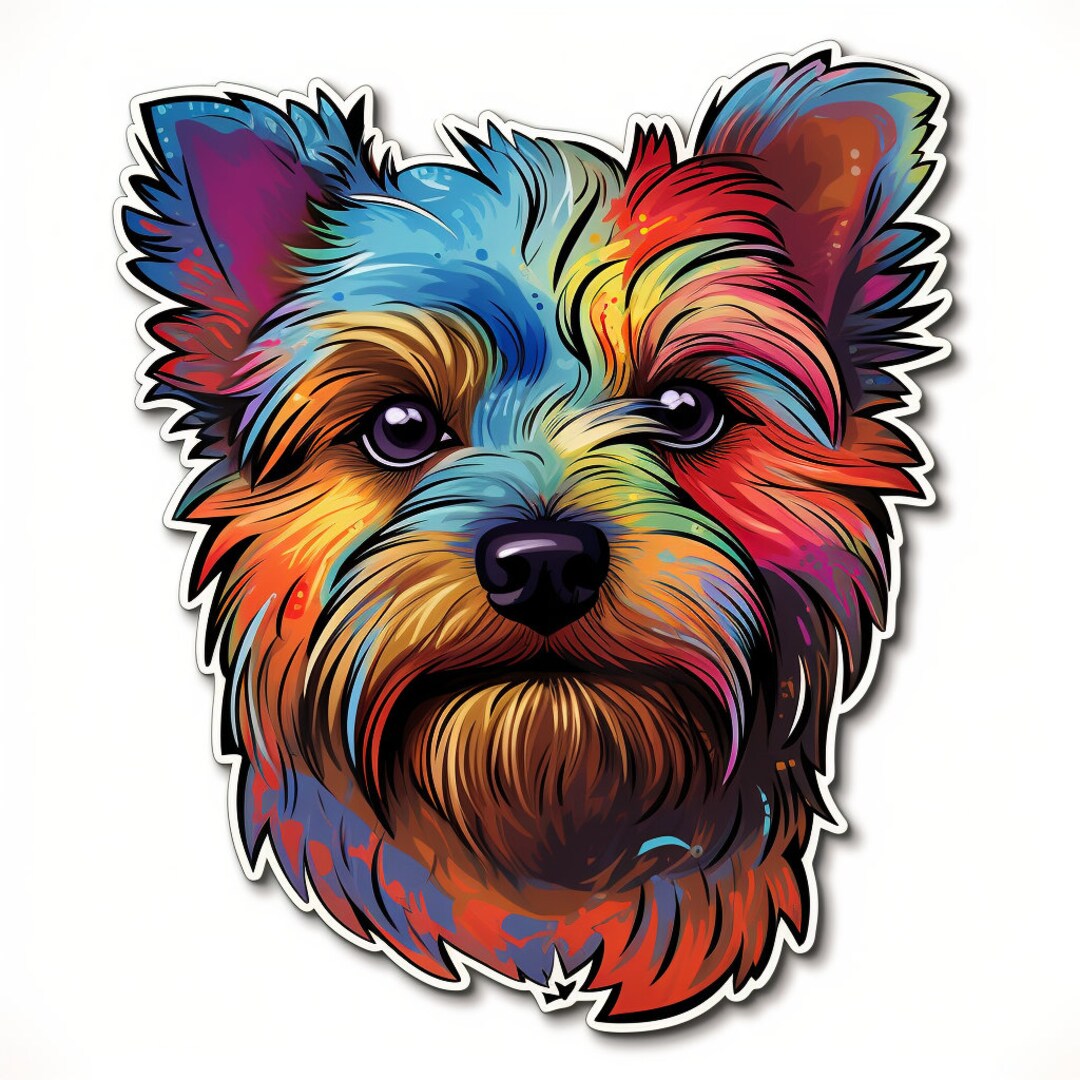 Yorkie Sticker – Colorful Pop Art Dog Sticker in Comic Style as a ...