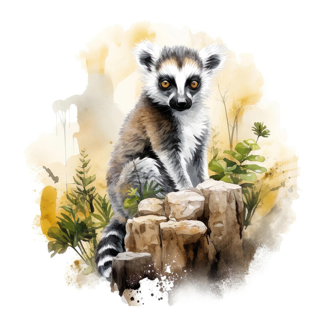 Car Sticker Cute Lemur Watercolor Sticker – Cute Animal Motif Sticker ...