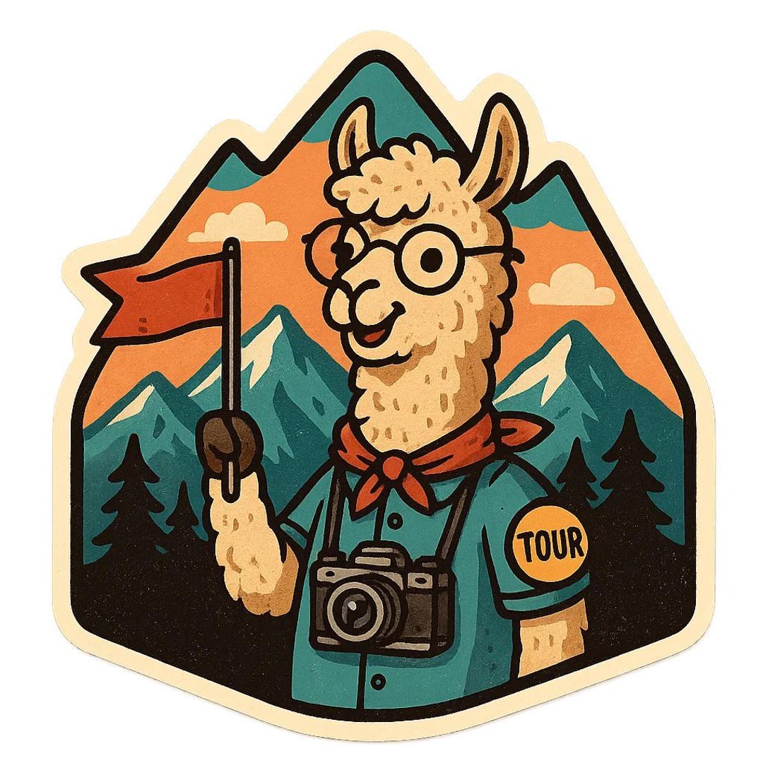 Alpaca Sticker With Camera as Tour Guide Funny Animal Comic Sticker for ...