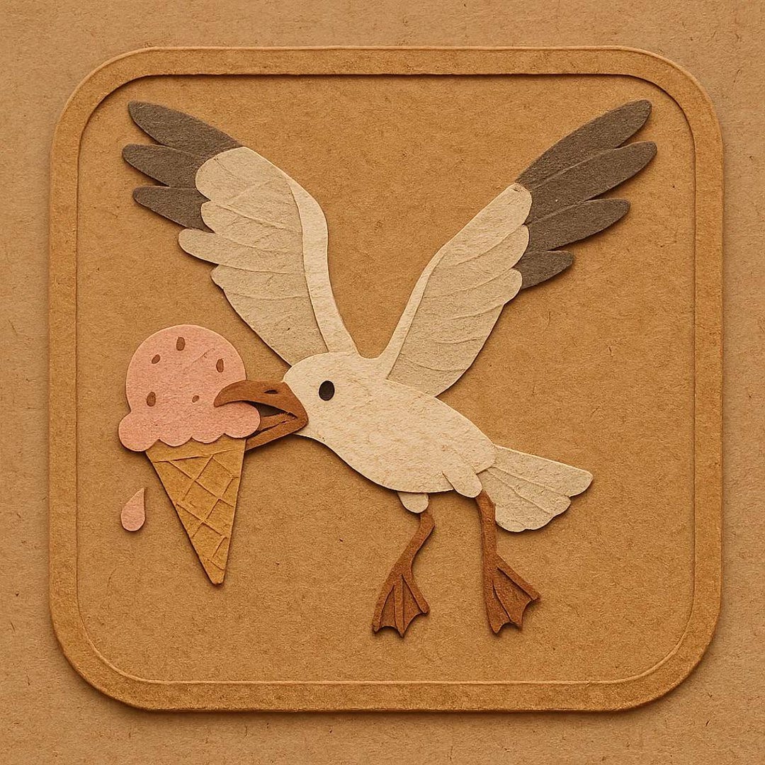 Seagull Stealing Ice Cream in Slow Motion – Funny Cartoon Sticker ...