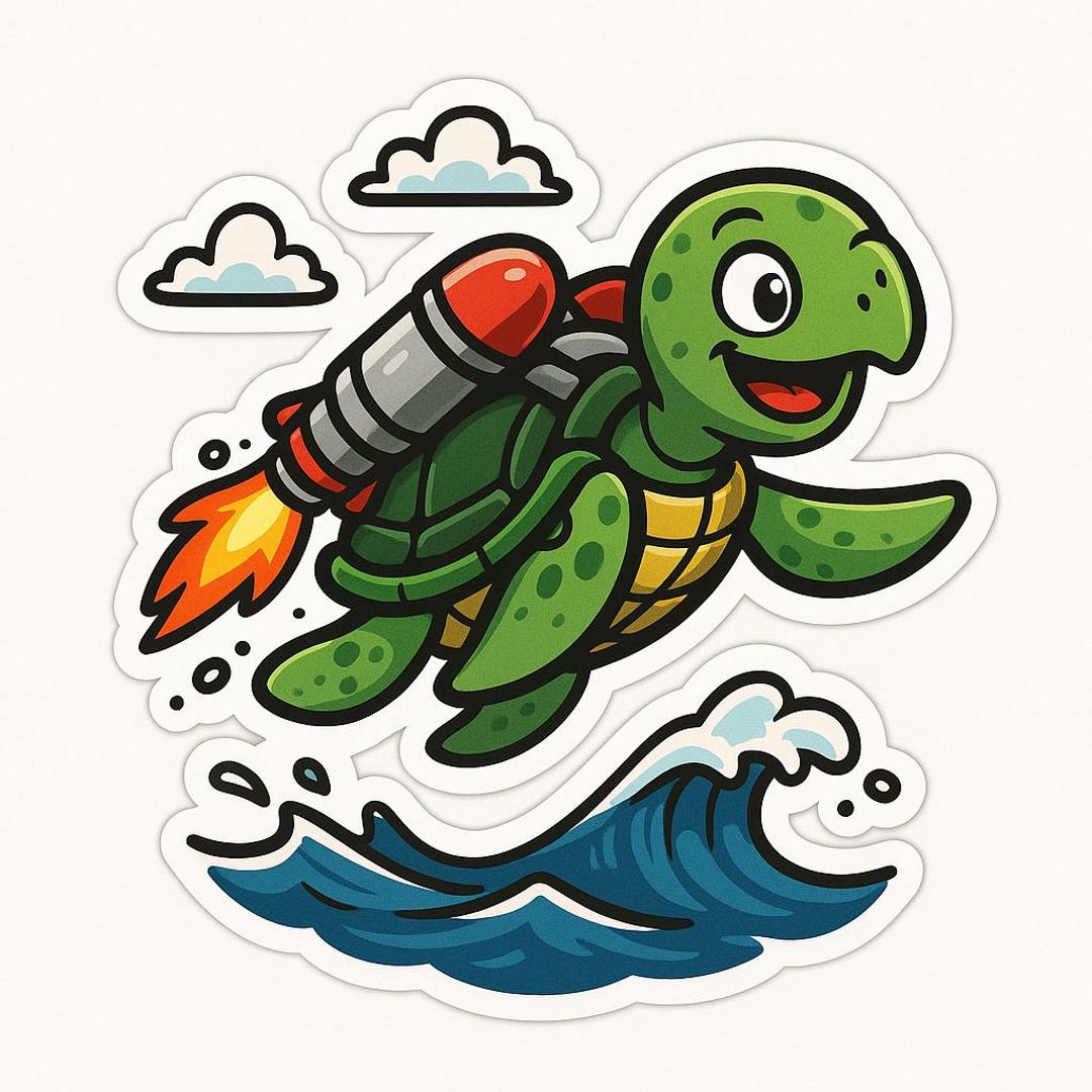 Turtle With Jetpack Sticker Outdoor Uv-resistant Vinyl Sticker Made of ...
