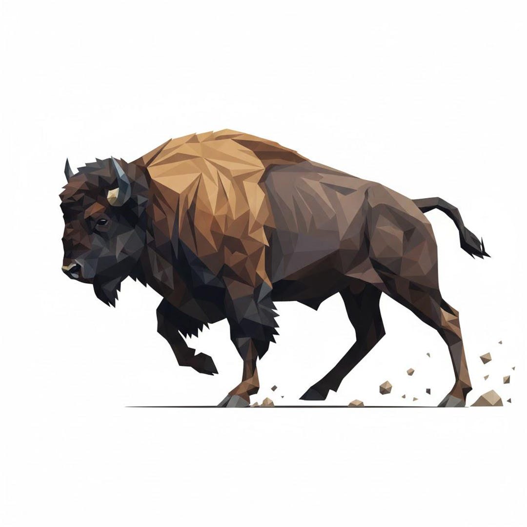 4X Bison Low Poly Sticker Car Decal Polygon Animal Wilderness Geometric ...