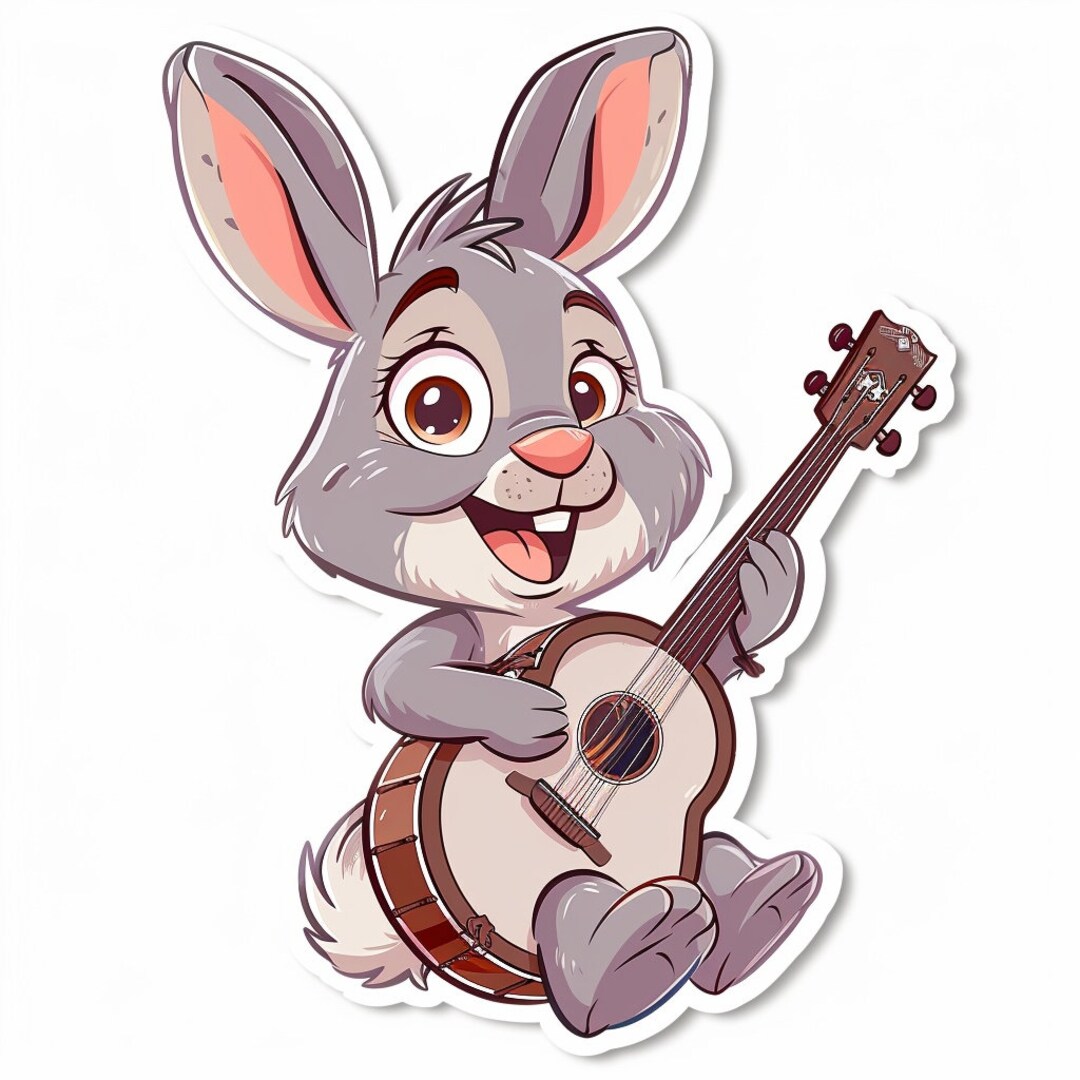 Car Sticker Rabbit Playing Banjo Sticker Weatherproof Outdoor Vinyl - Etsy