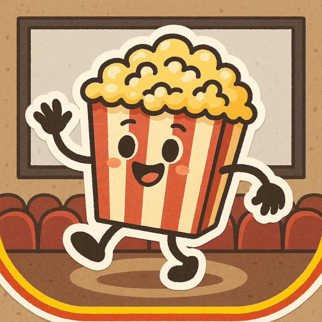 Popcorn Dancer Sticker | Popcorn Cup Dancing in Front of a Screen ...