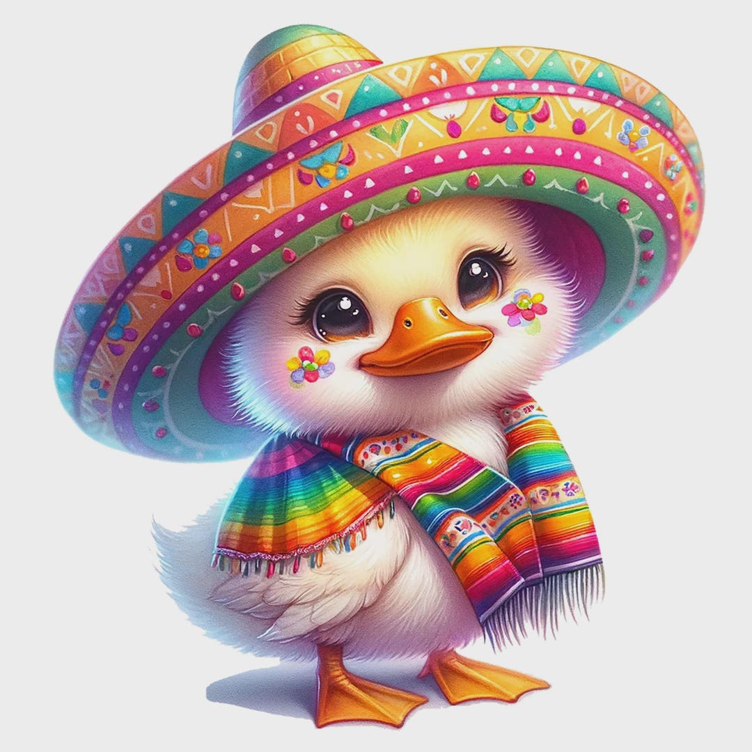Car Sticker Duck With Sombrero and Poncho – Funny Mexican Duck Sticker ...
