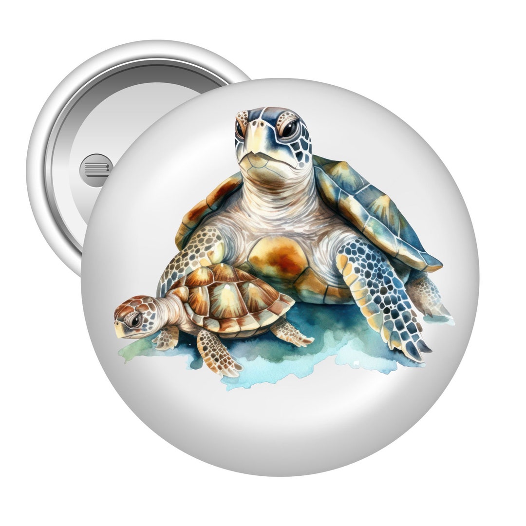 Handmade Buttons With Turtle Motif Individual Badges Perfect for ...