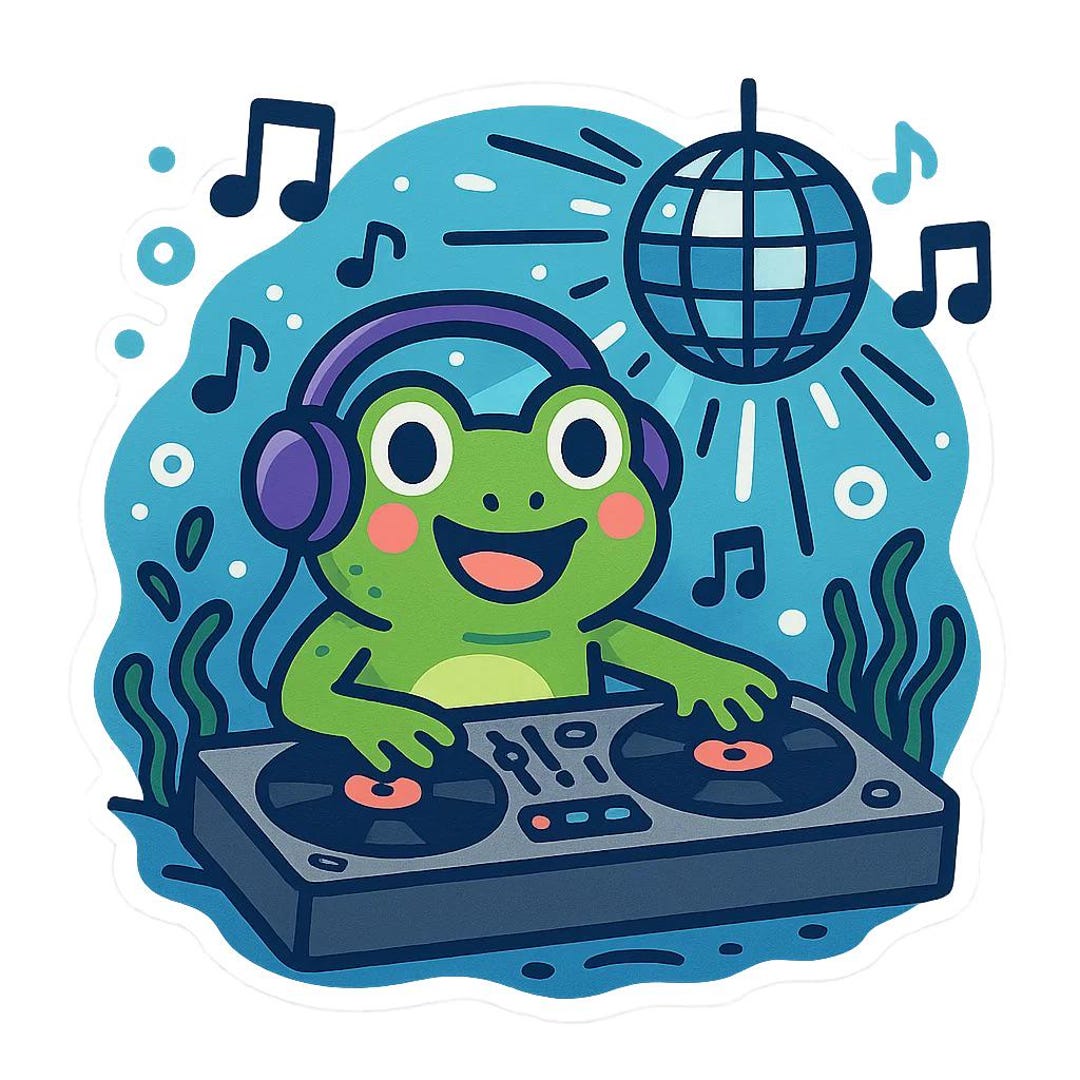 Frog as DJ in Underwater Disco – Funny Car Sticker – Weatherproof ...