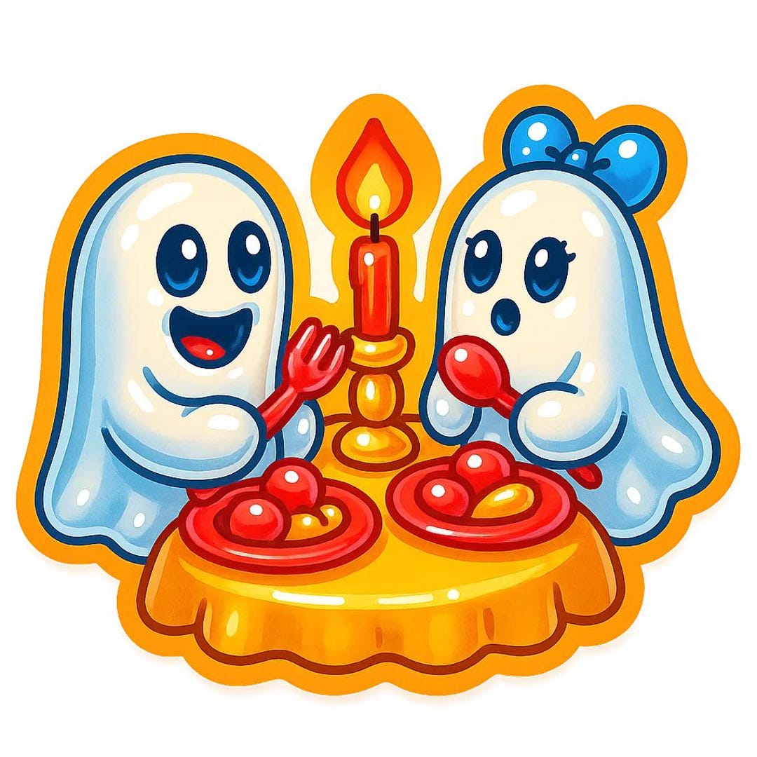 Ghost Couple at a Candlelight Dinner Sticker – Cute Car Sticker ...
