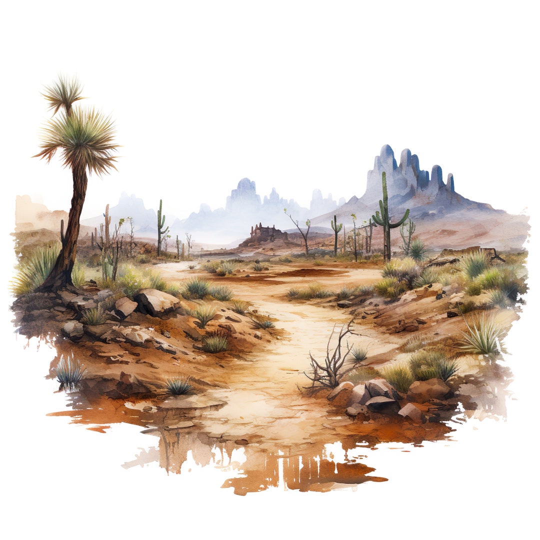 Car Sticker Wasteland Watercolor Badlands Landscape Decal Weatherproof ...