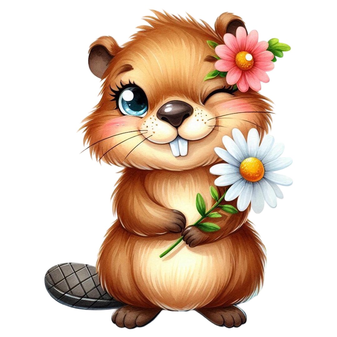 4X Cute Beaver Sticker Set, 4 Pieces, Car Stickers, Rodent, Lumberjack ...