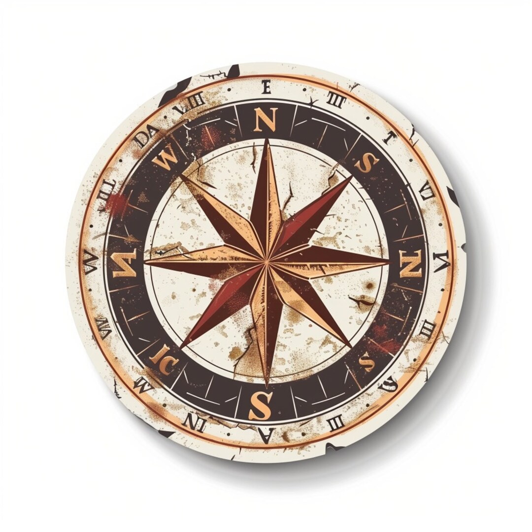 Vintage Compass Sticker Wind Rose Retro Design Wall Sticker Car Sticker ...