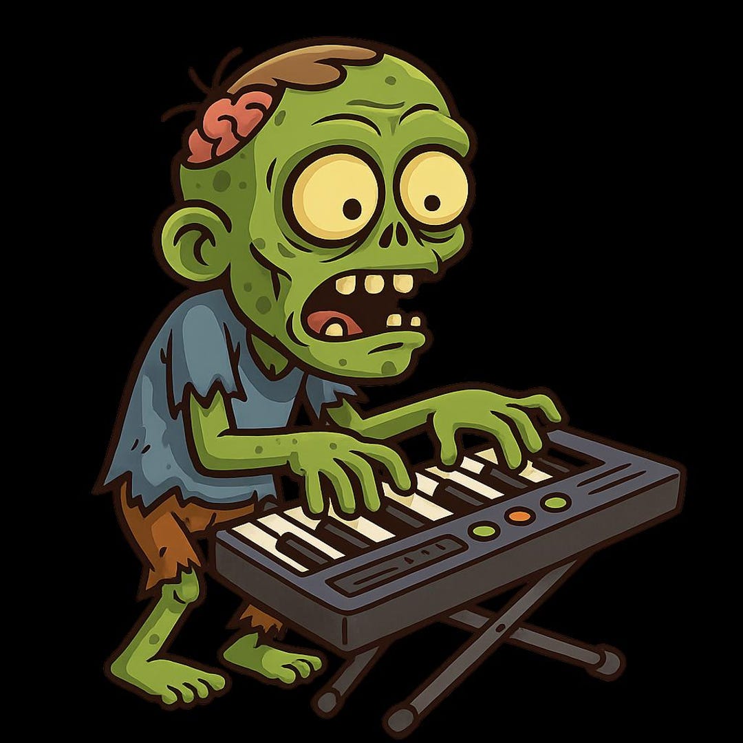 Zombie Playing Keyboard Sticker Outdoor Uv-resistant Vinyl Sticker Made ...