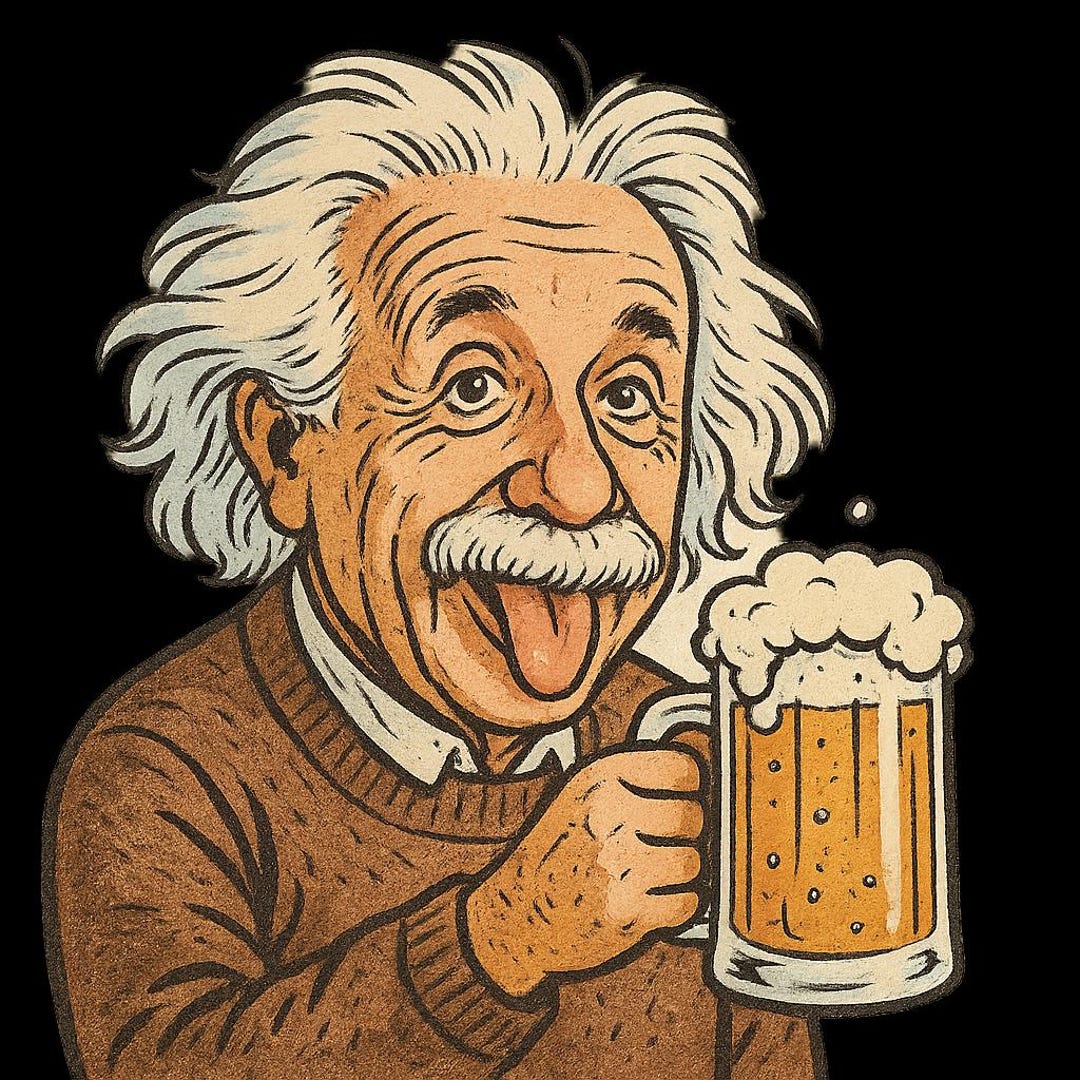 2X Albert Einstein With Beer Sticker Outdoor Uv-resistant Vinyl Sticker ...