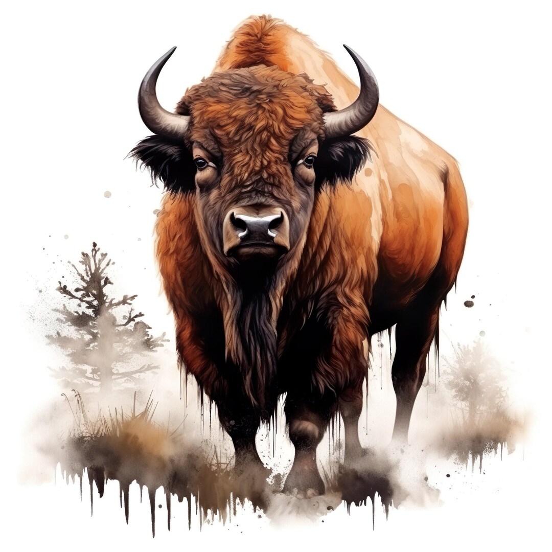 Bison Watercolor Car Sticker Wild Animal Sticker in Watercolor Style ...