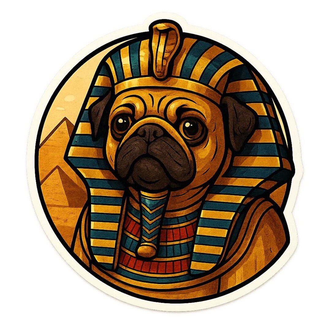 Pug Pharaoh Sticker Car Sticker Funny Dog Motif With Golden Mask and ...