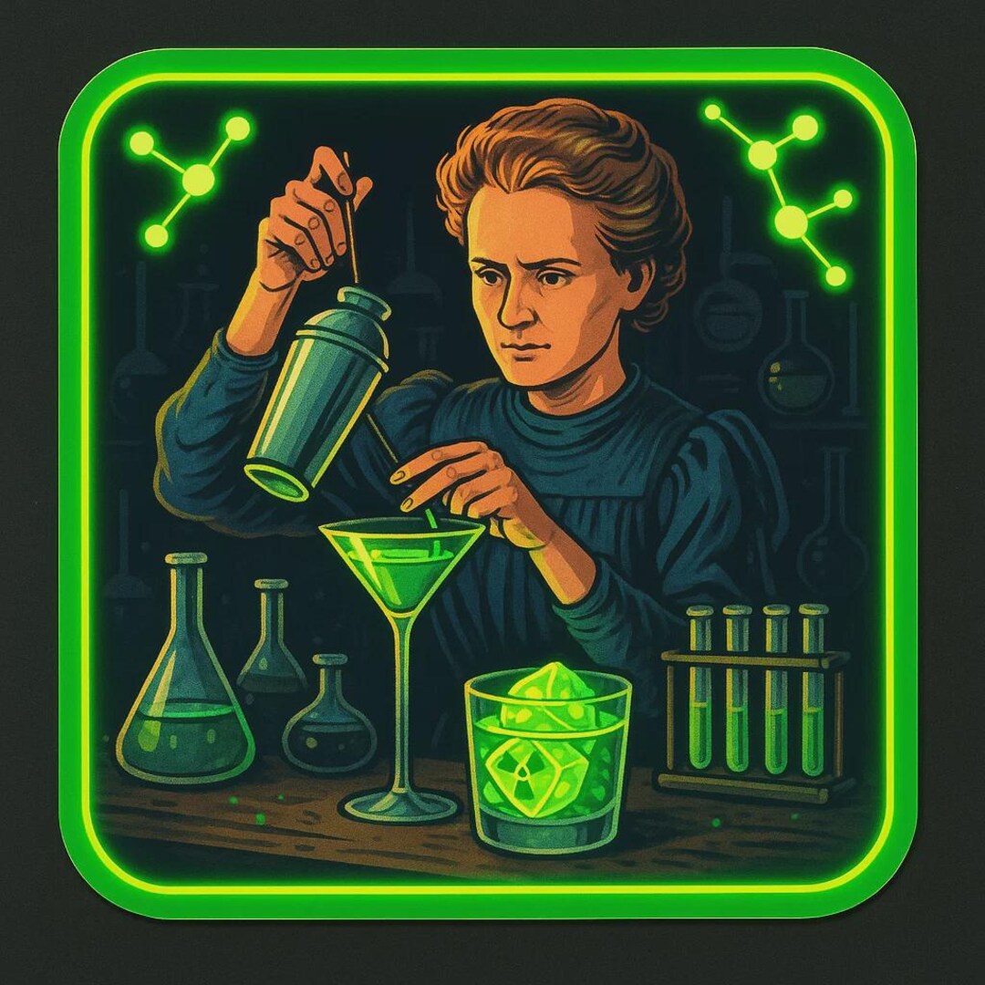 Marie Curie Sticker With Cocktails and Test Tubes. Funny Science ...