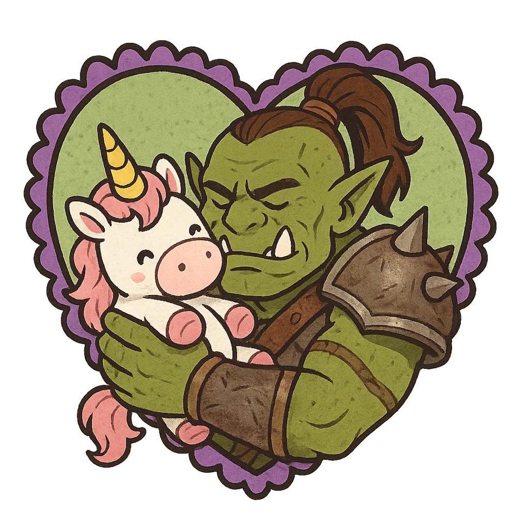 Orc Warrior Sticker Cuddles Plush Unicorn Comic Sticker for Fantasy ...