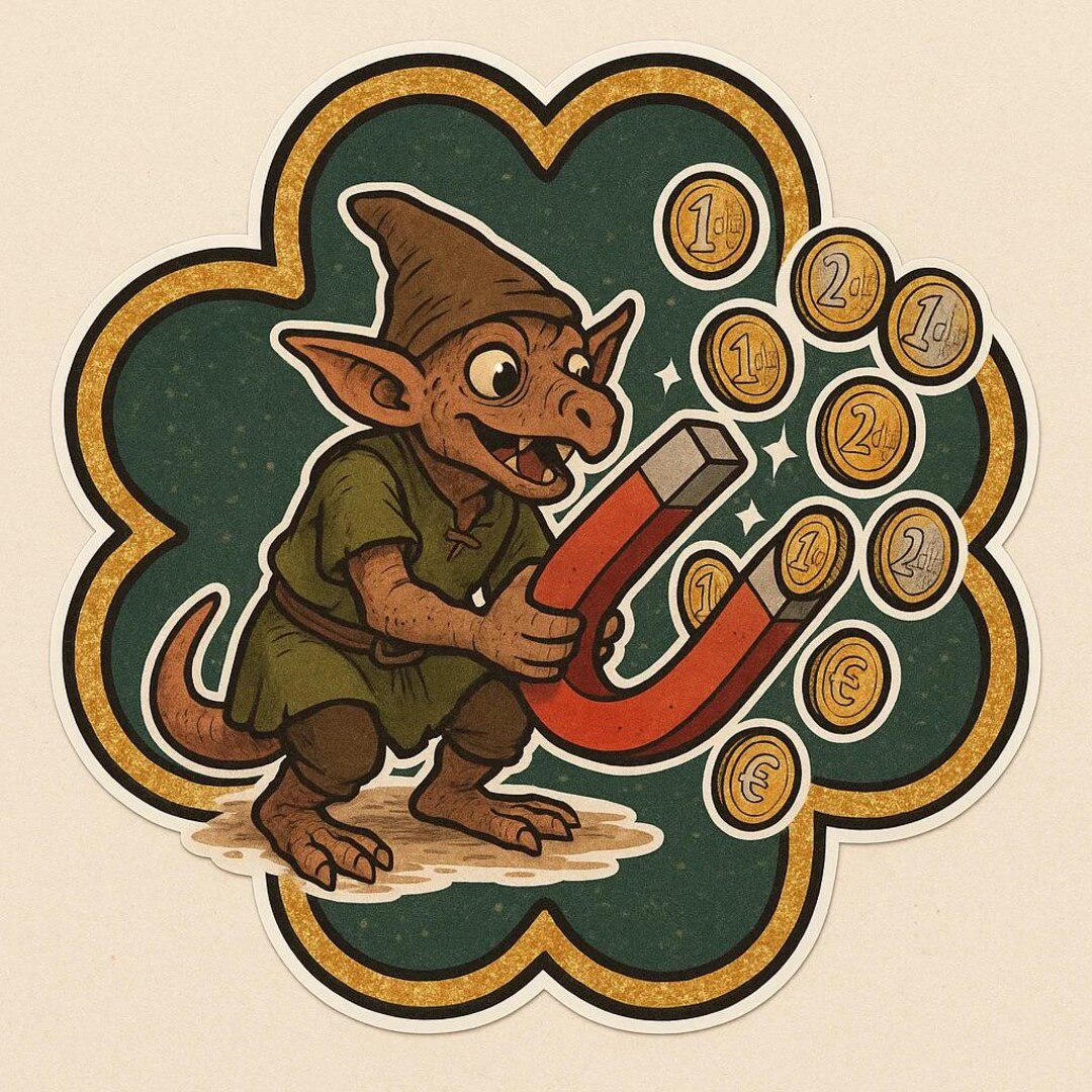 Goblin Sticker With Magnet and Gold Coins Comic Sticker for Fortune ...