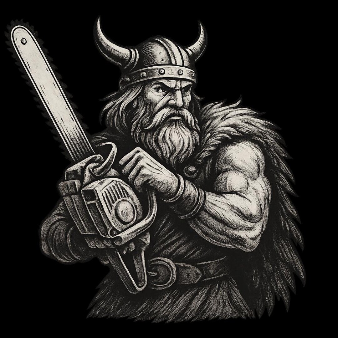Viking With Chainsaw Sticker Outdoor Uv-resistant Vinyl Sticker Made of ...