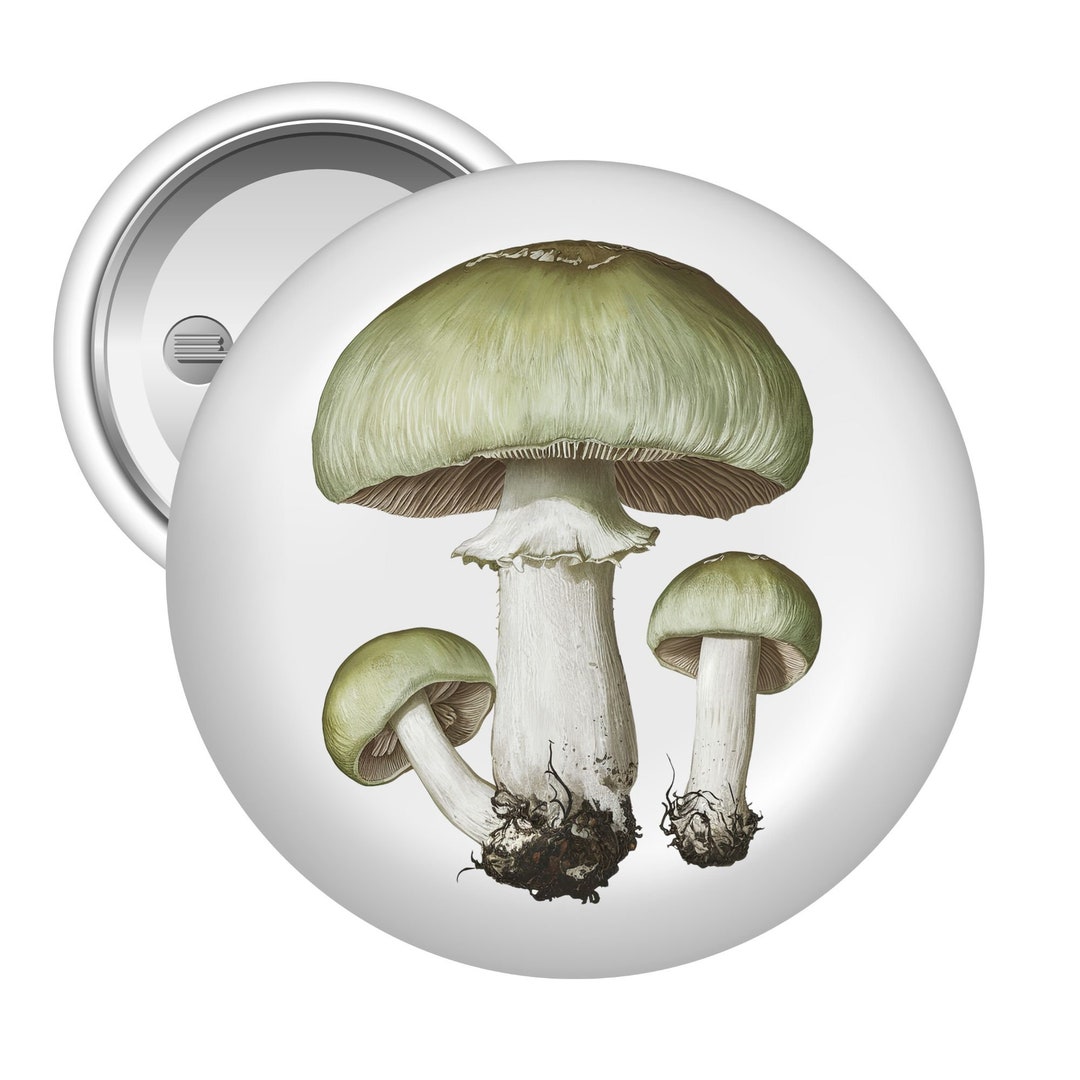 Handmade Buttons With Devon Mushrooms Motif Individual Badges Perfect ...